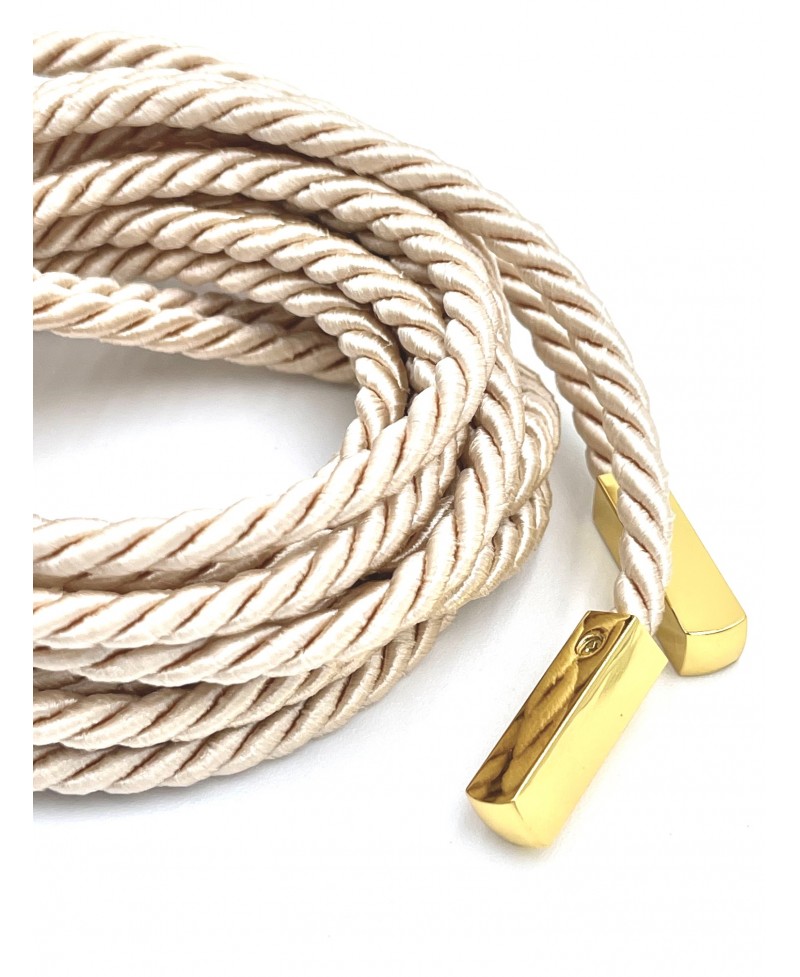 Natural leather gladiator sandals with nude satin rope